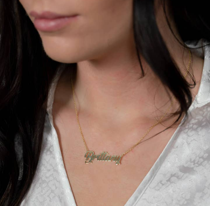 Water Resistant Custom Cursive Nameplate Necklace – Hensley Rey's ...